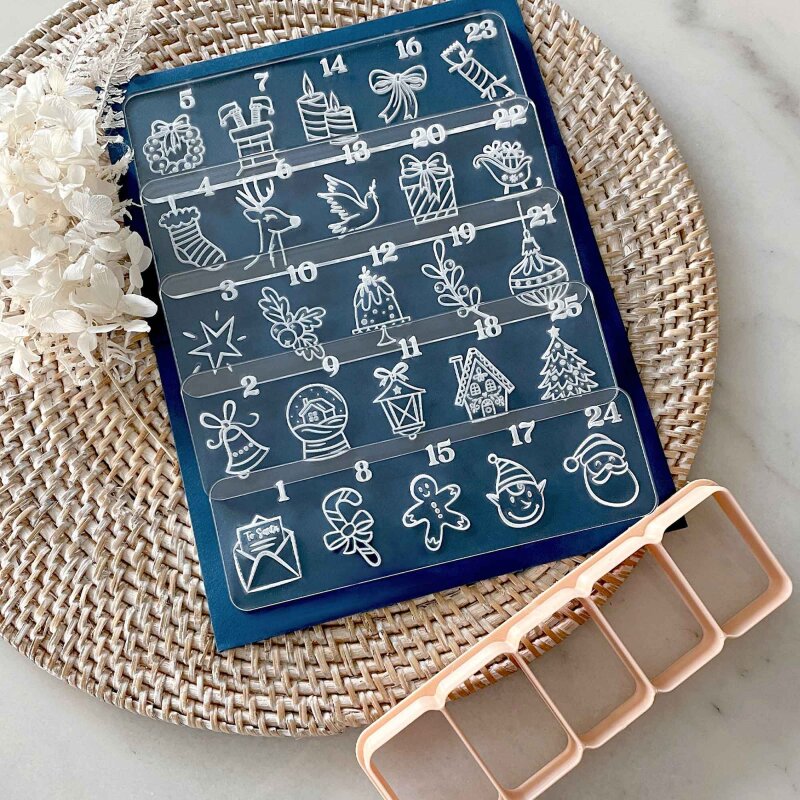 Little Biskut - Holly Jolly Advent Calendar - Cutter and Debosser Set ...