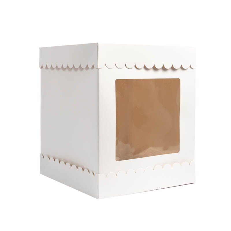 Tall Scalloped Cake Box with Window | Lollipop Cake Supplies