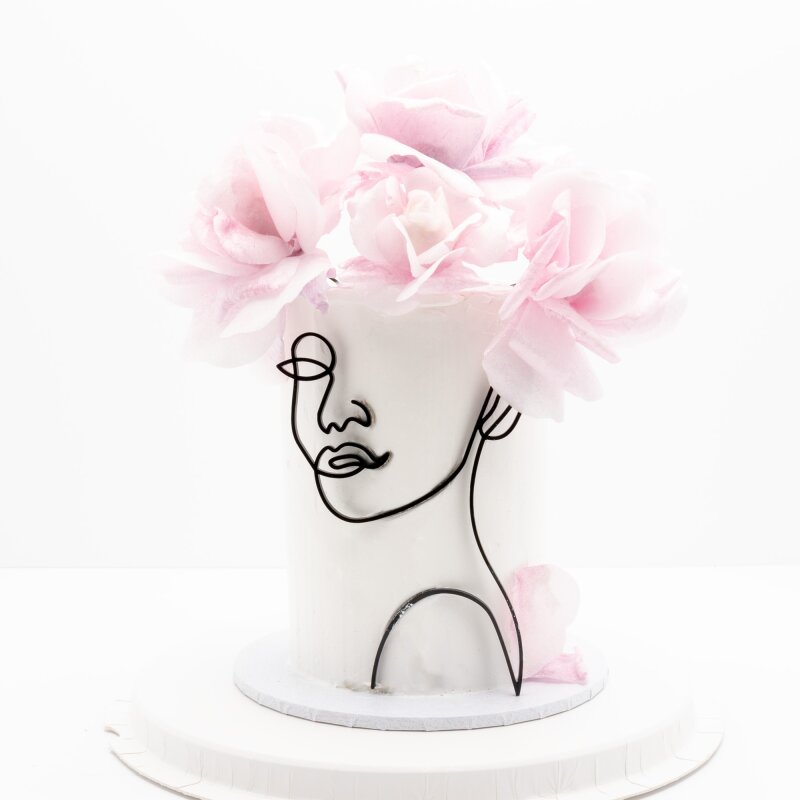 Face Line Art Acrylic Cake Fropper | Lollipop Cake Supplies