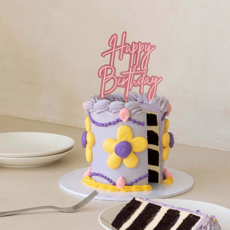 Happy Birthday Layered Acrylic Cake Topper - 7 Colours | Lollipop Cake ...