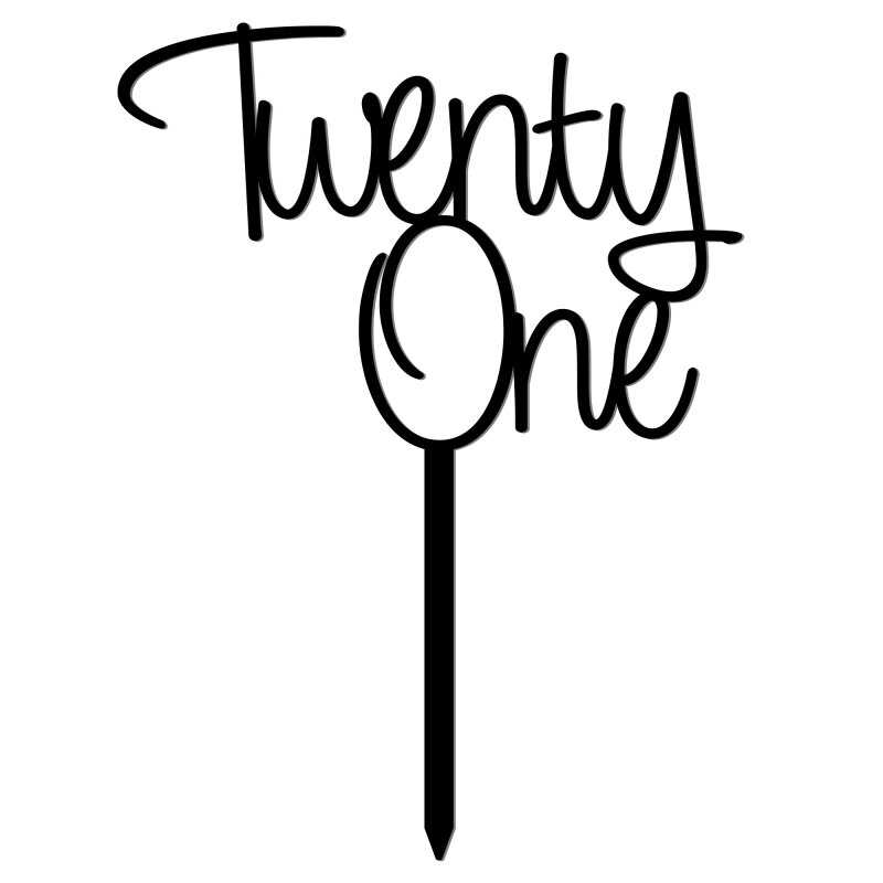 "Twenty One" Acrylic Cake Topper - Cursive | Lollipop Cake Supplies