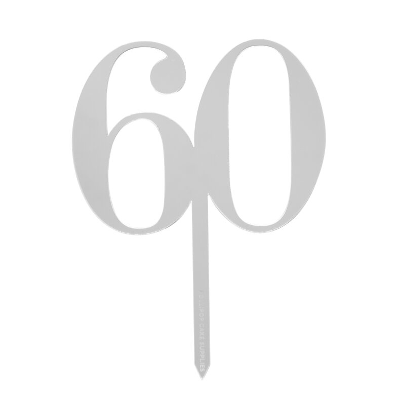 Double Number Acrylic Cake Topper - Mirror Silver | Lollipop Cake Supplies