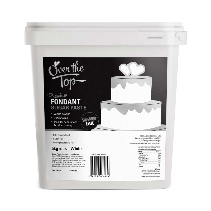Over The Top Premium Fondant - White - 5kg | Lollipop Cake Supplies