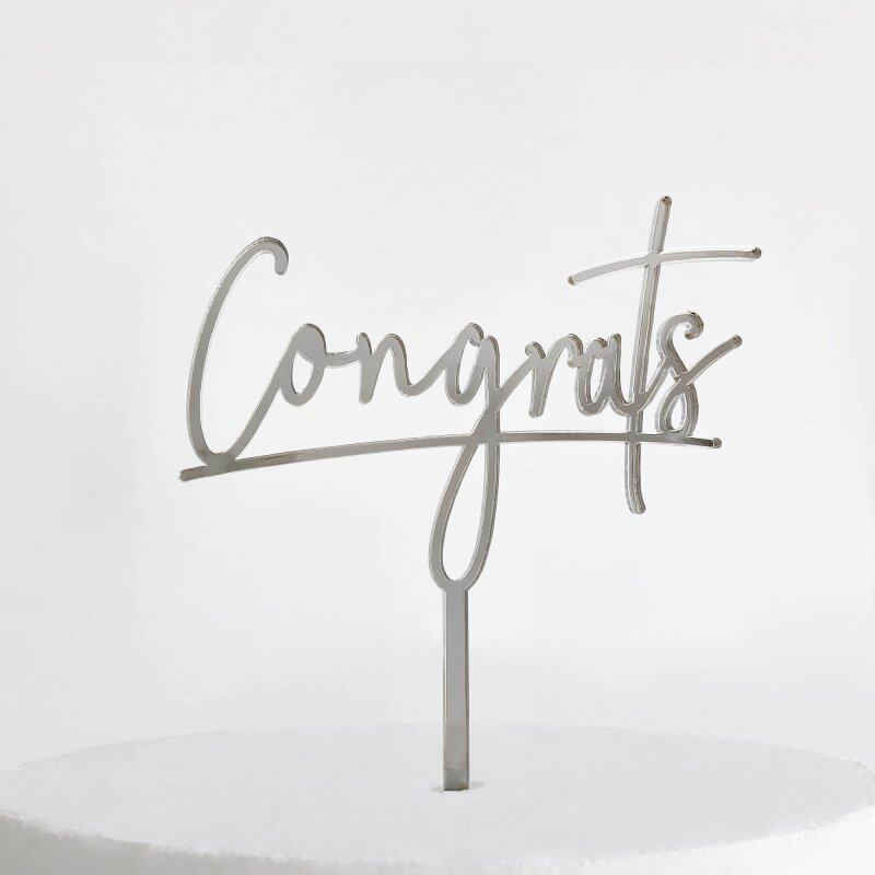 Cursive "Congrats" Acrylic Cake Topper | Lollipop Cake Supplies