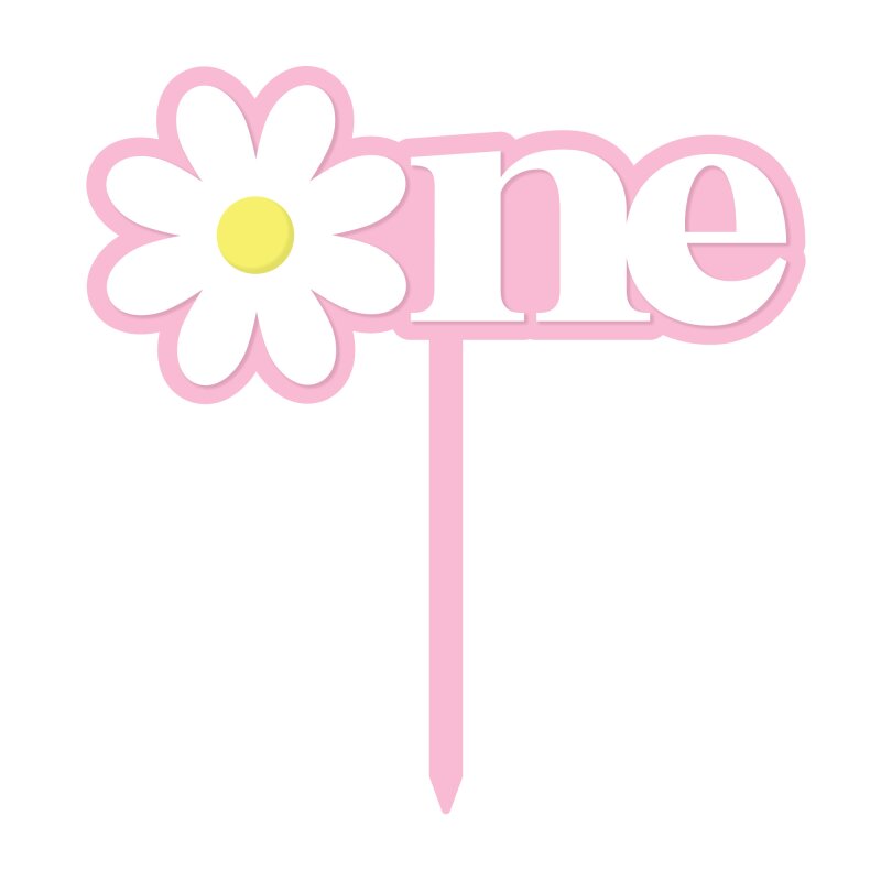 Daisy "One" Acrylic Cake Topper | Lollipop Cake Supplies