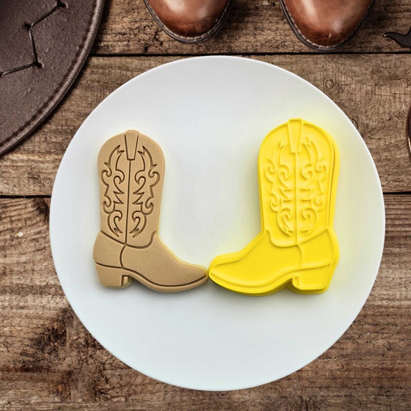 Custom Cookie Cutters - Western Boot - Cutter and Embosser Set ...